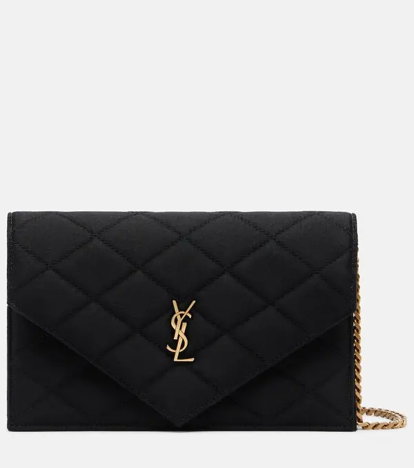 Saint Laurent Quilted Satin Mini Shoulder Bag - Black