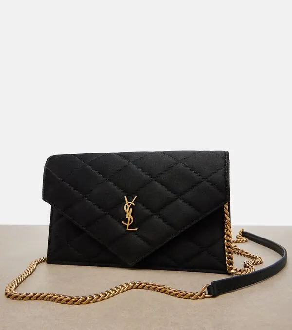 Saint Laurent Quilted Satin Mini Shoulder Bag - Black