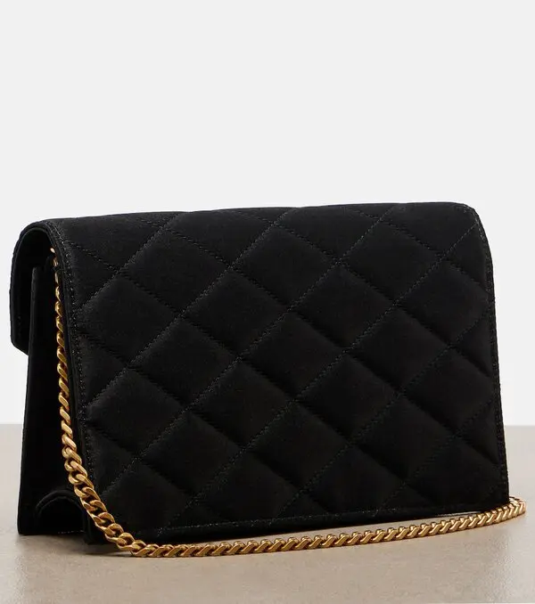 Saint Laurent Quilted Satin Mini Shoulder Bag - Black