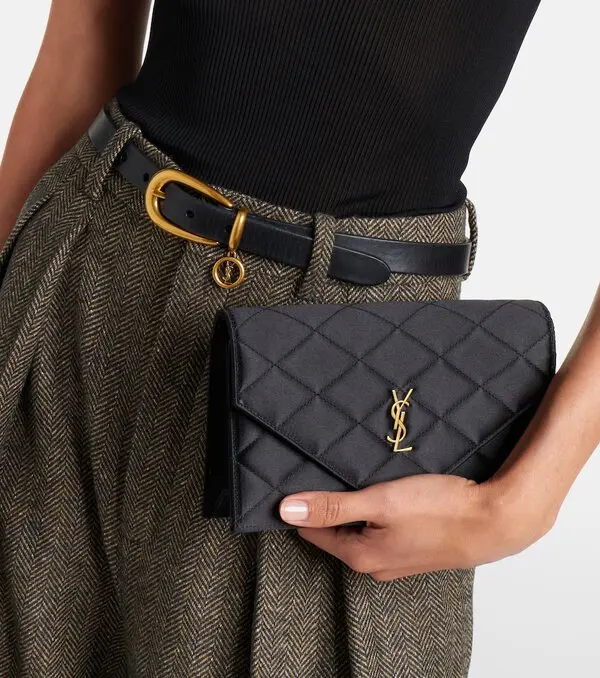 Saint Laurent Quilted Satin Mini Shoulder Bag - Black