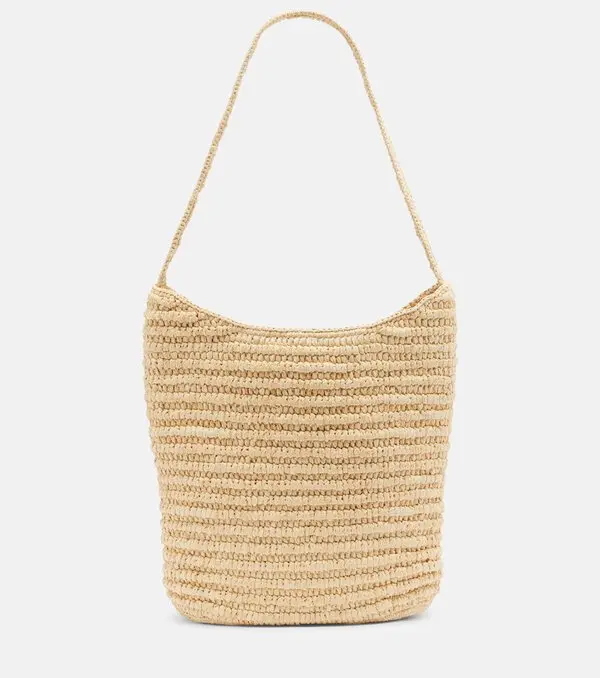 THE ROW Alma" Raffia Shoulder Bag - Beige