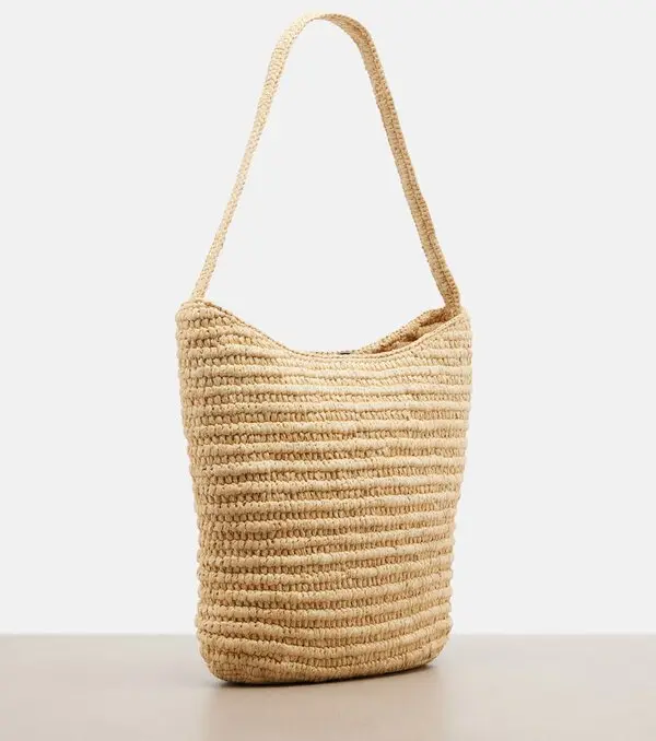 THE ROW Alma" Raffia Shoulder Bag - Beige
