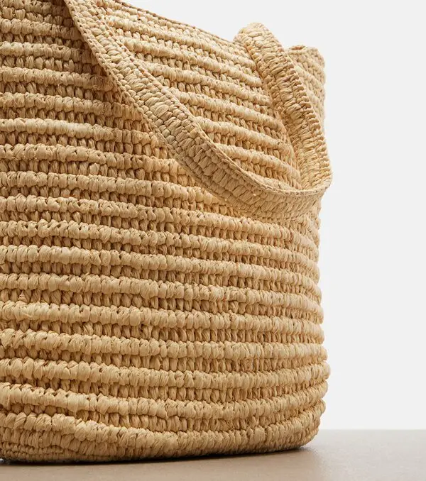 THE ROW Alma" Raffia Shoulder Bag - Beige