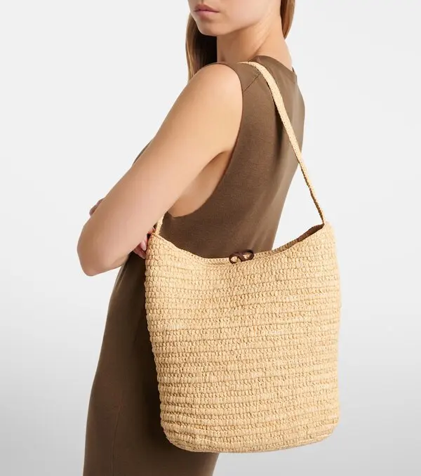 THE ROW Alma" Raffia Shoulder Bag - Beige