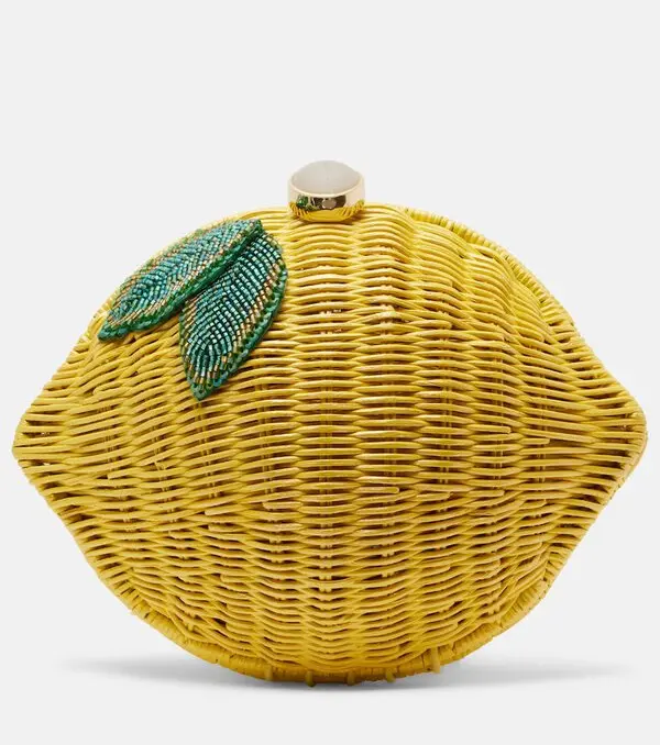 Judith Leiber Lemon Wicker Clutch - Yellow