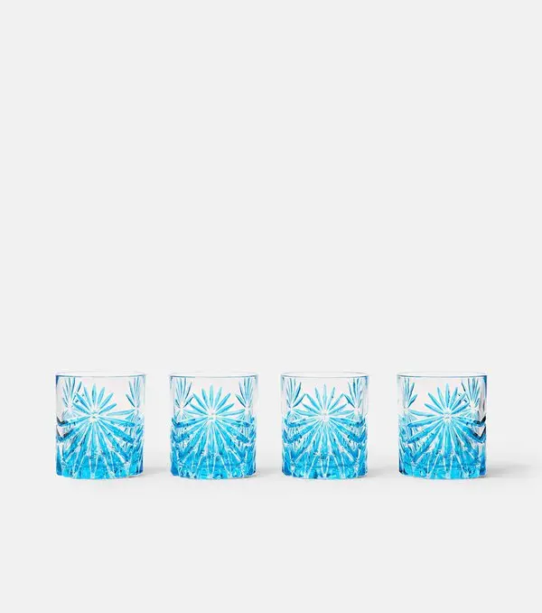 LES-OTTOMANS Set Of 4 Crystal Tumblers - Blue