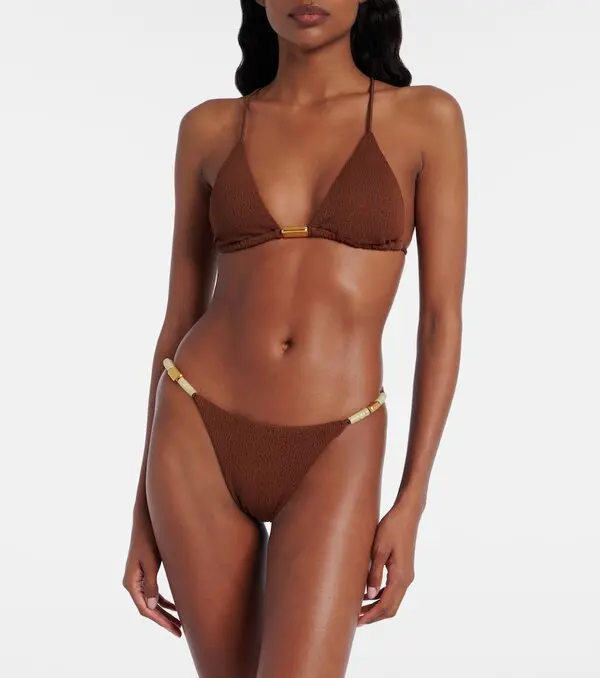 VIX PAULA HERMANNY Harper Beaded Triangle Bikini Top