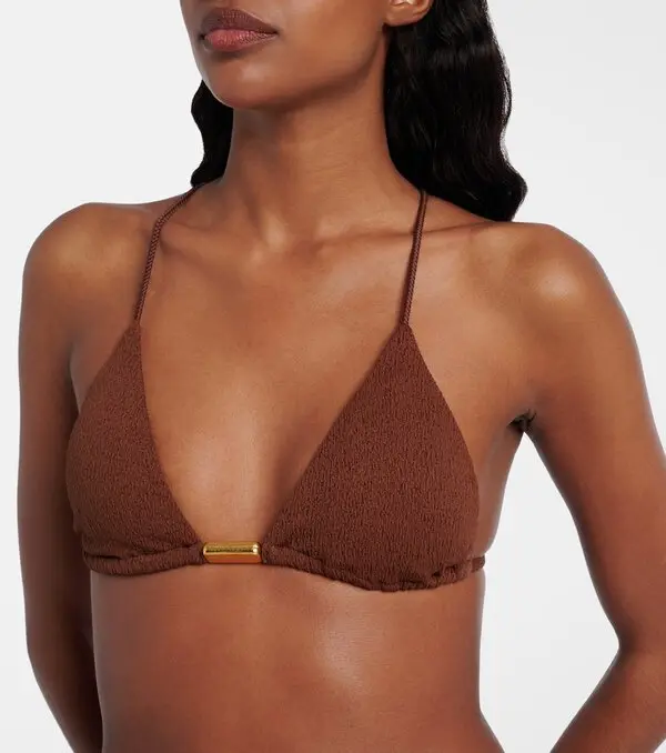 VIX PAULA HERMANNY Harper Beaded Triangle Bikini Top