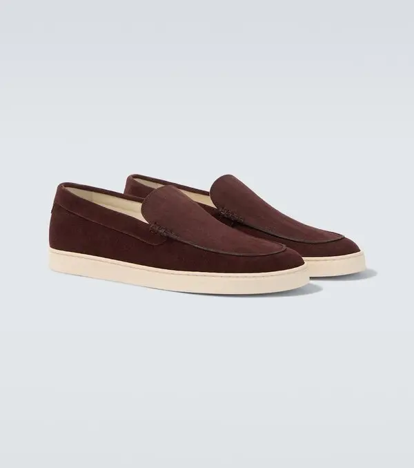 Brunello Cucinelli Chevron Suede Slip-on Shoes - Brown