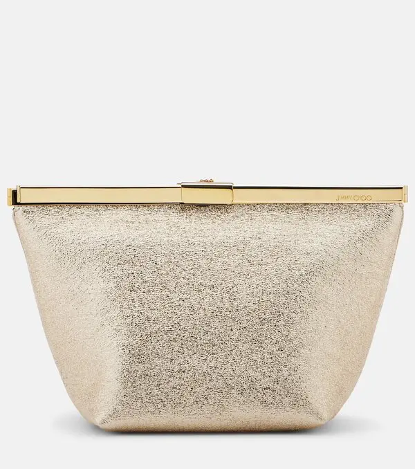 JIMMY CHOO Metallic Leather Clutch - Gold