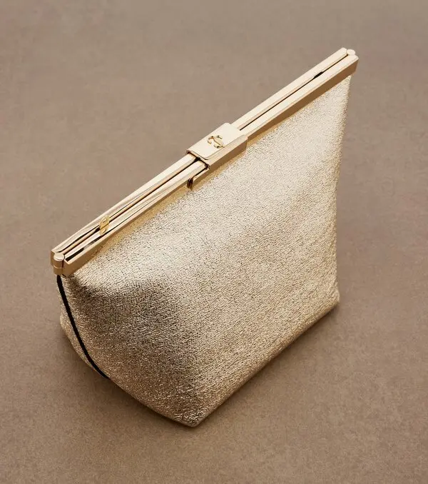 JIMMY CHOO Metallic Leather Clutch - Gold