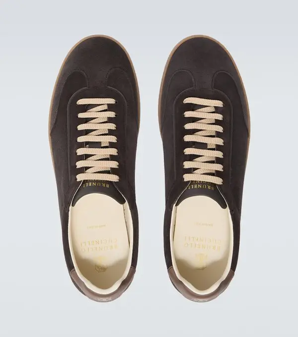 Brunello Cucinelli Suede Sneakers With Leather Trim