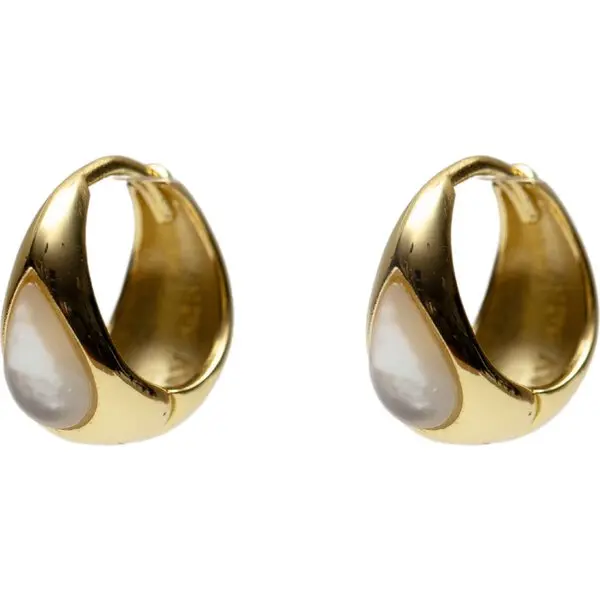 Argento Vivo Mother-of-pearl Teardrop Huggie Hoop Earrings - Gold