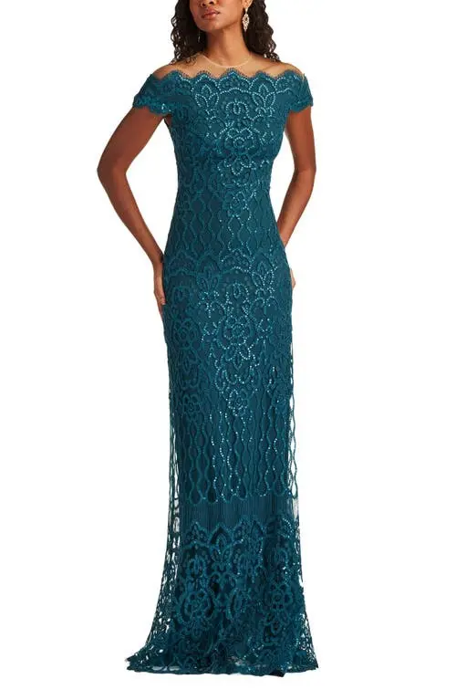 Tadashi Shoji Rhinestone Paisley Gown - Starry Night