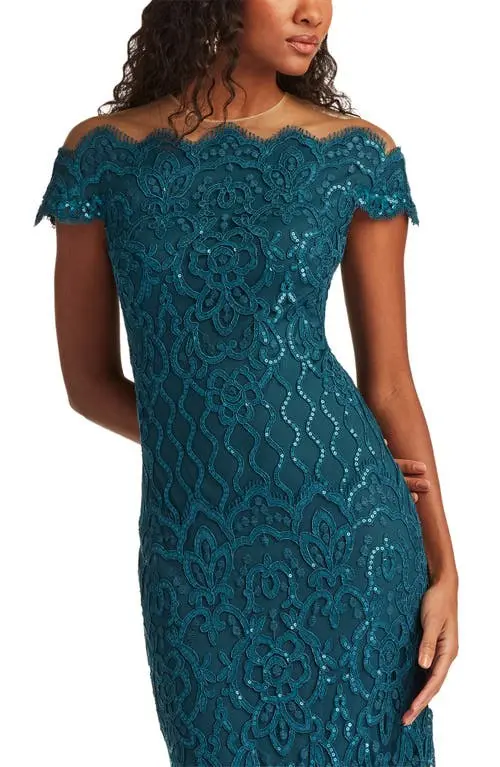 Tadashi Shoji Rhinestone Paisley Gown