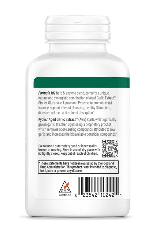 KYOLIC Aged Garlic Extract Formula 102, Cleanse & Digestion, Ginger And Enzyme Complex