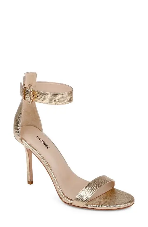 L'Agence Gisele Ankle Strap Sandal - Gold Lizard
