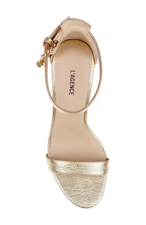 L'Agence Gisele Ankle Strap Sandal - Gold Lizard