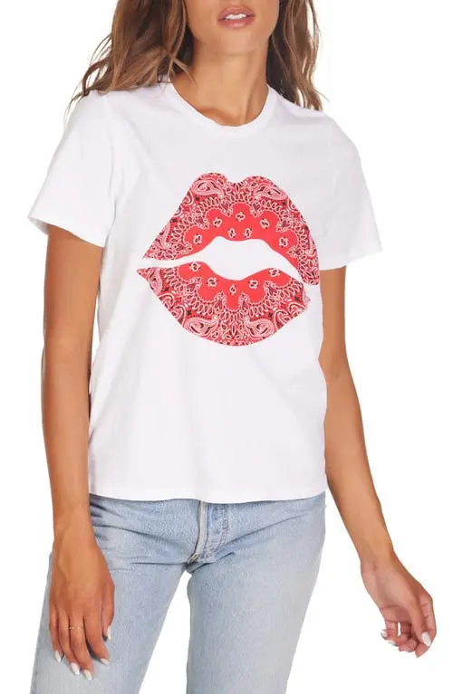 Lauren Moshi Croft Bandana Lip Graphic Tee - White