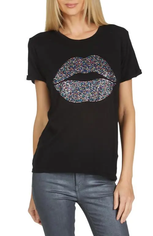 Lauren Moshi Edda Crystal Sprinkle Lip Top - Black