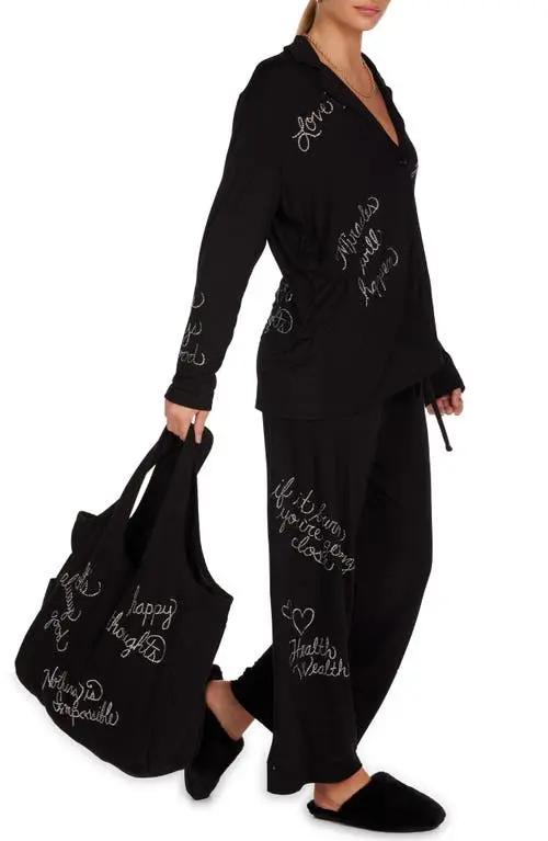 Lauren Moshi Crystal Affirmations Canvas Tote Bag