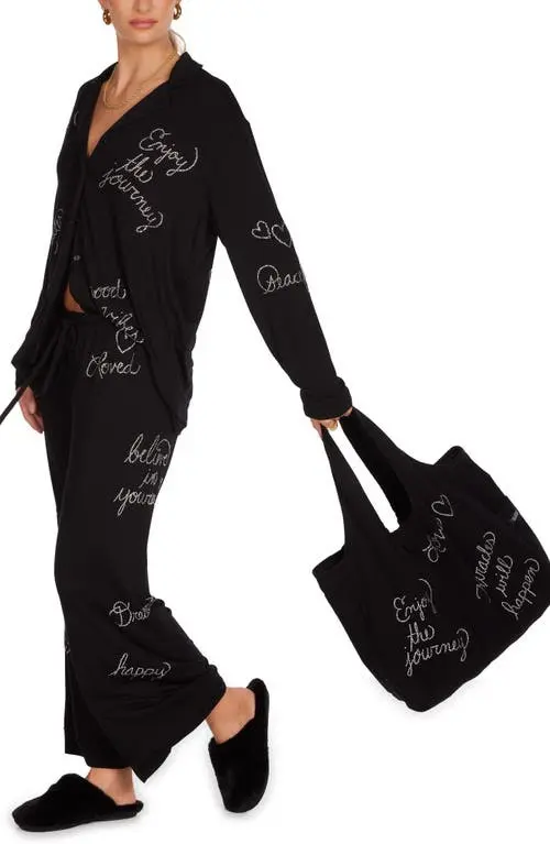 Lauren Moshi Crystal Affirmations Canvas Tote Bag