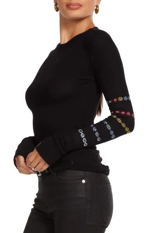 Lauren Moshi Mckinley Crystal Evil Eye Stripe Long Sleeve Top