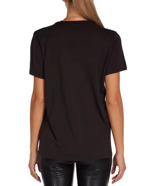 Lauren Moshi Graphic Tiger & Lightning Studded Top