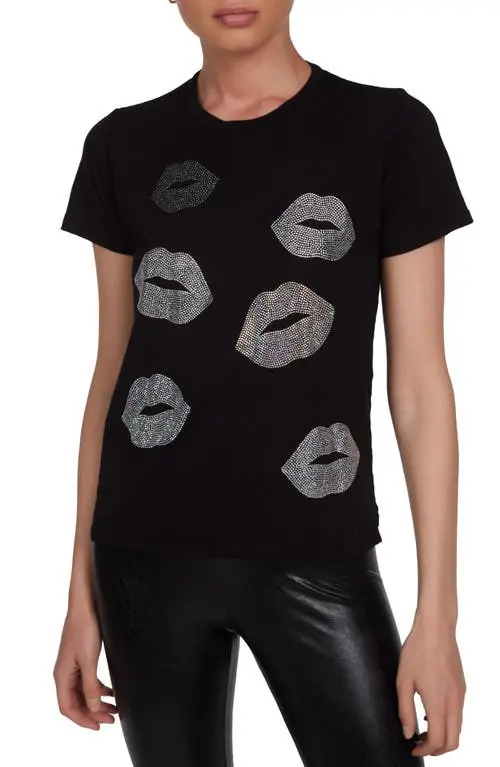 Lauren Moshi Croft Crystal Multi Lips Top - Black