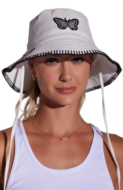 Lauren Moshi Aria Bucket Hat With Butterfly Embellishments