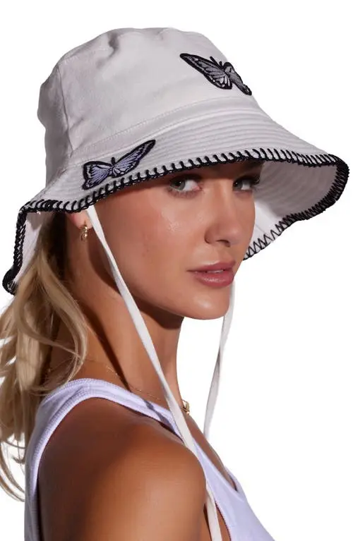 Lauren Moshi Aria Bucket Hat With Butterfly Embellishments