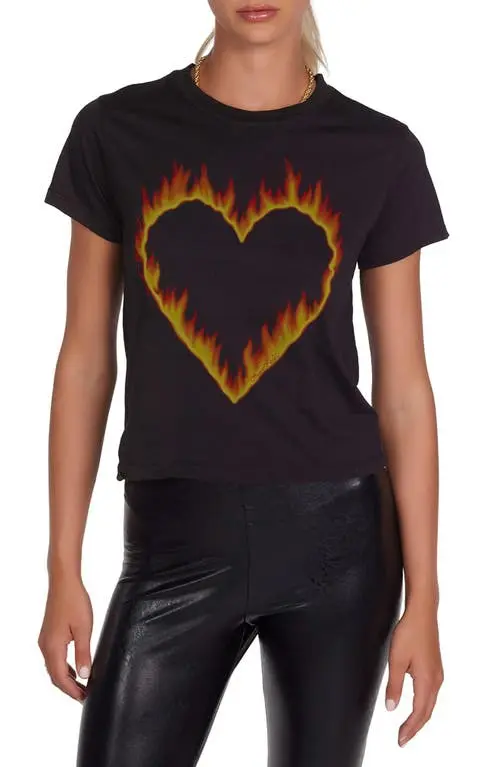 Lauren Moshi Ursula Fire Heart Graphic T-shirt - Black