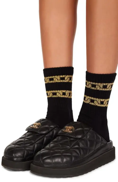 Lauren Moshi Sariah Gold Metallic Chain Midi Socks