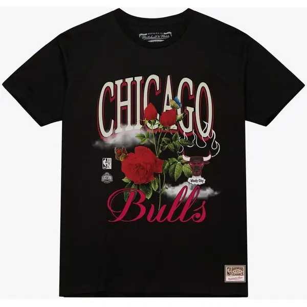 Mitchell & Ness Chicago Bulls Floral Graphic T-shirt - Black