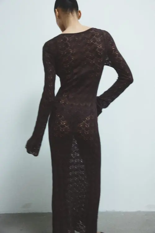 H&m Crochet-look Button-up Maxi Dress