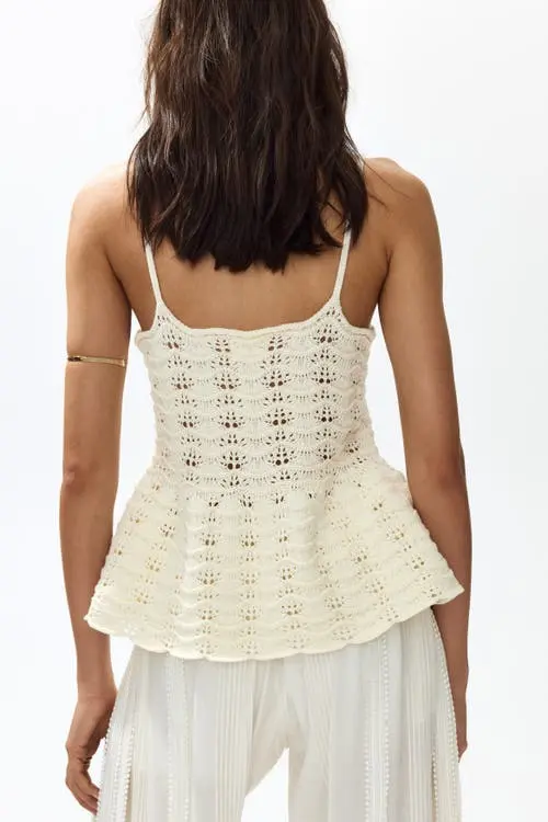 H&m Crochet-look Peplum Top