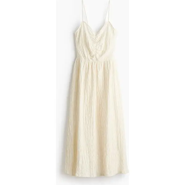 H&m Crinkled Strappy Dress - Cream