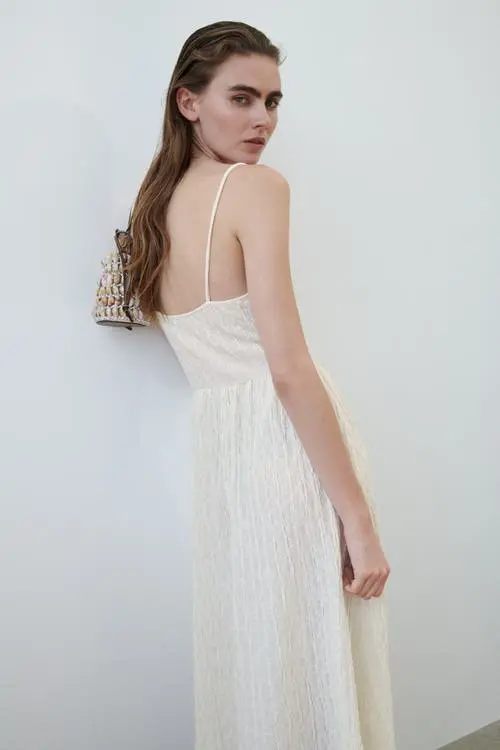 H&m Crinkled Strappy Midi Dress