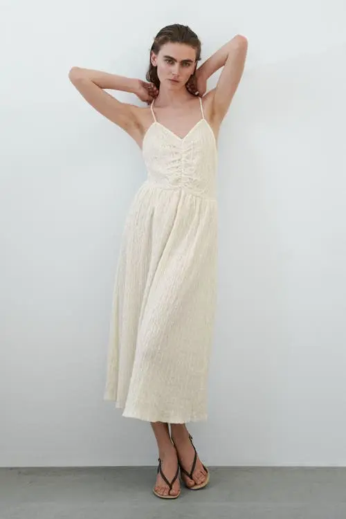 H&m Crinkled Strappy Midi Dress
