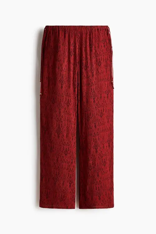 H&m Viscose Drawstring Trousers - Red/patterned