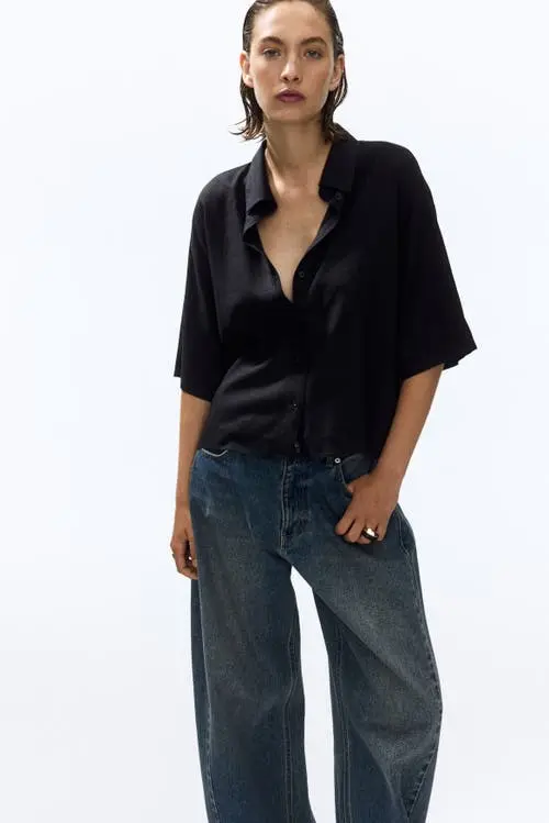 H&m Oversized Linen-blend Shirt