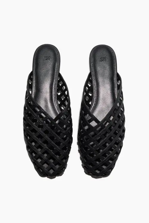 H&m Interwoven Mules With Square Toe - Black