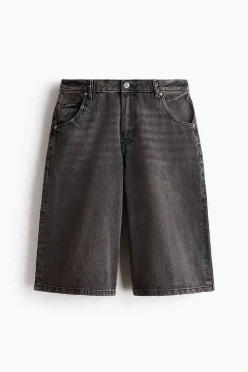 H&m Baggy Denim Shorts - Brown