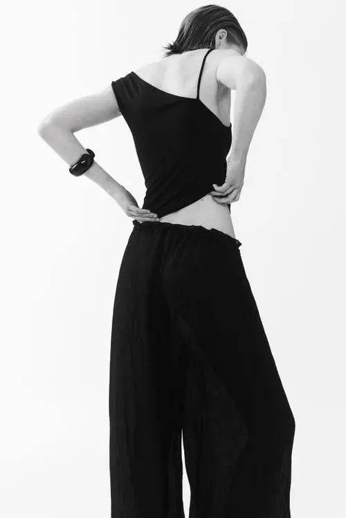 H&m Loose-fit Crinkled Balloon Drawstring Trousers - Black