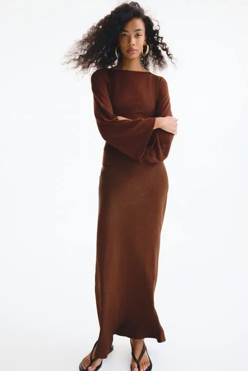 H&m Crinkled Satin Maxi Skirt
