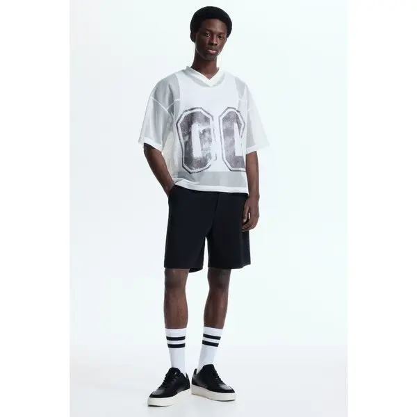 H&m Textured Jersey Shorts With Elasticated Waist - Black