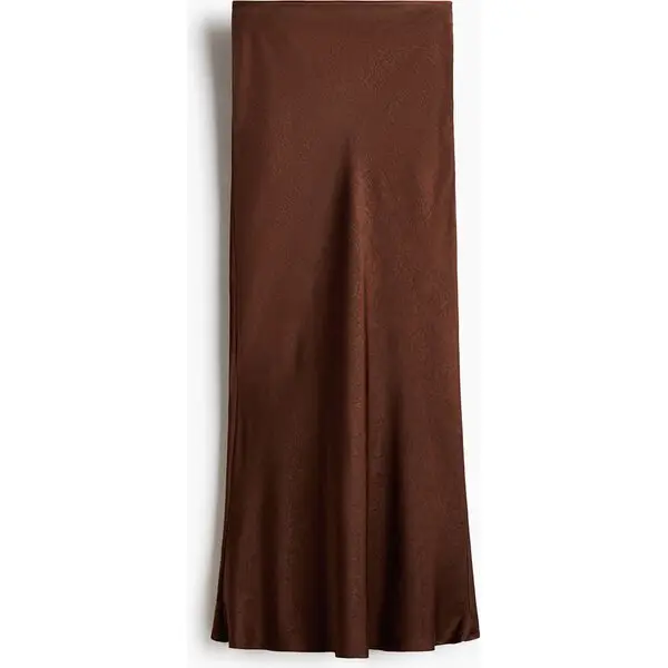 H&m Crinkled Satin Maxi Skirt - Brown