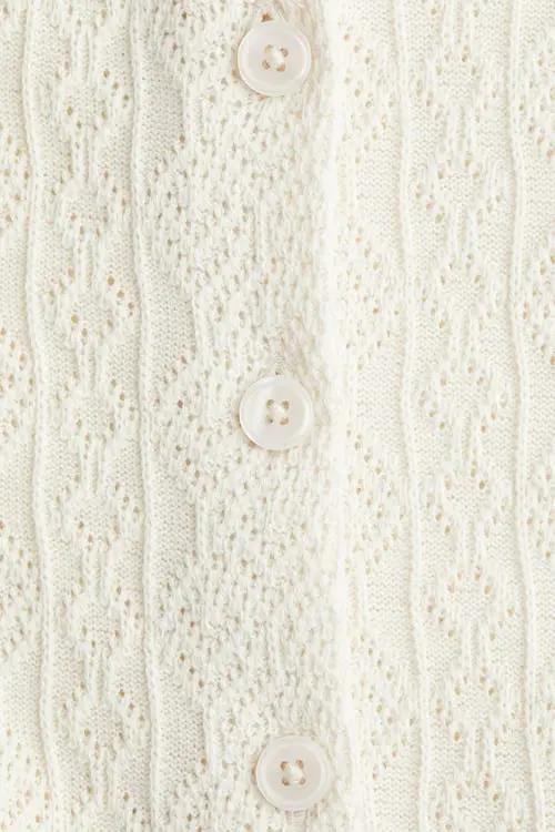 H&m Frill-trimmed Jacquard Knit Cardigan