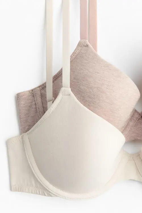 H&m 2-pack Padded Underwired Cotton Bras