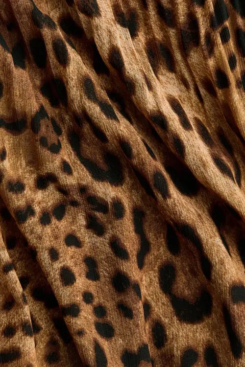 H&m Plissé Leopard Print Maxi Skirt - Beige/leopard Print